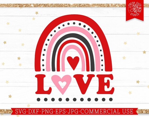 Love SVG Valentine Rainbow SVG Cut File for Cricut Cute Pink | Etsy