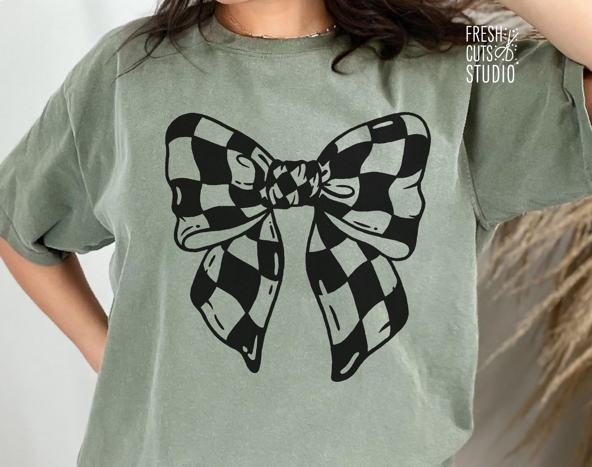 Checkered Bow Svg Cut File for Cricut, Coquette Check Bow, Hand Drawn ...