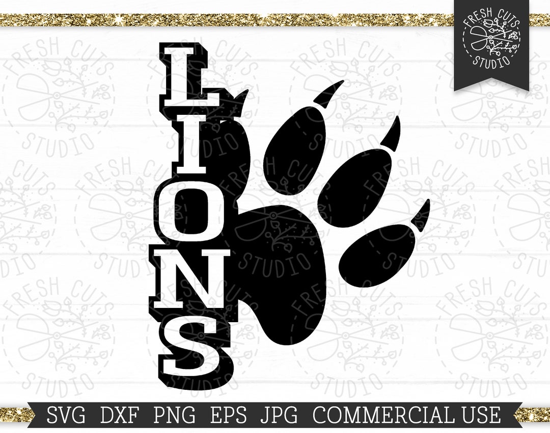 Lions SVG Football Cut File for Cricut, Varsity Letters Style, Team ...