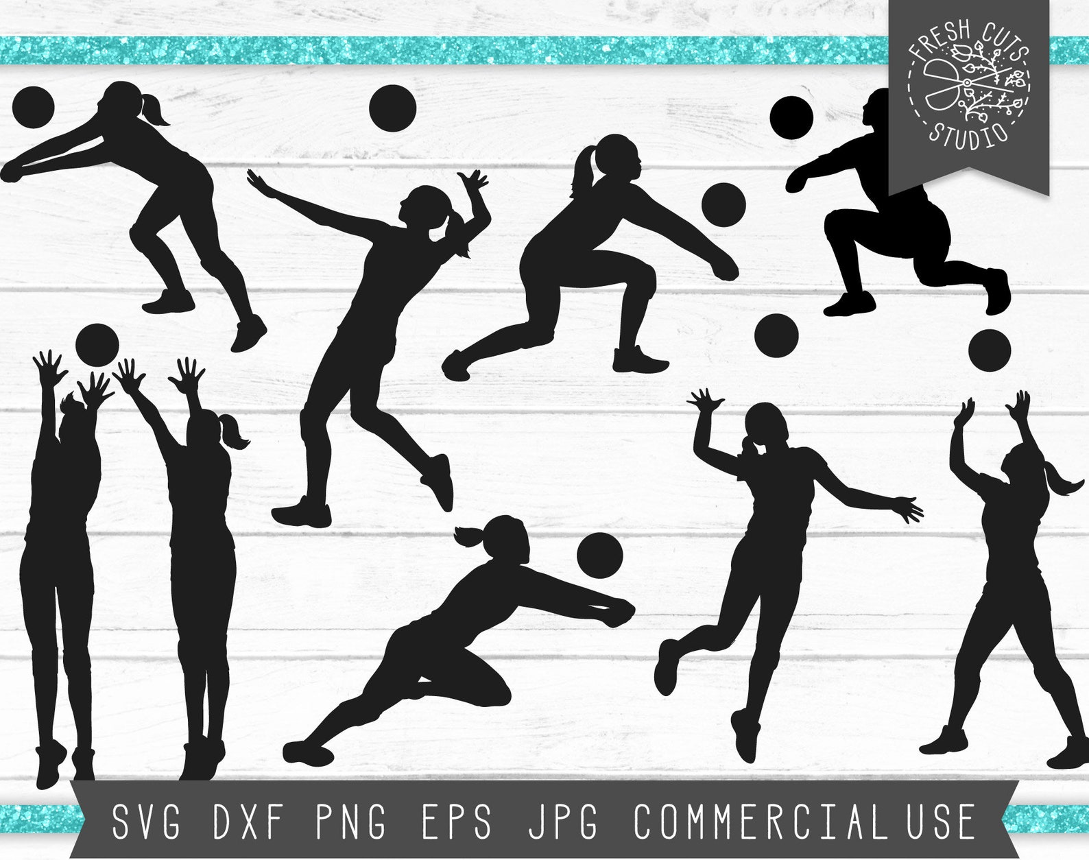Volleyball SVG Cut Files, Volleyball Silhouettes SVG, Volleyball Svg ...