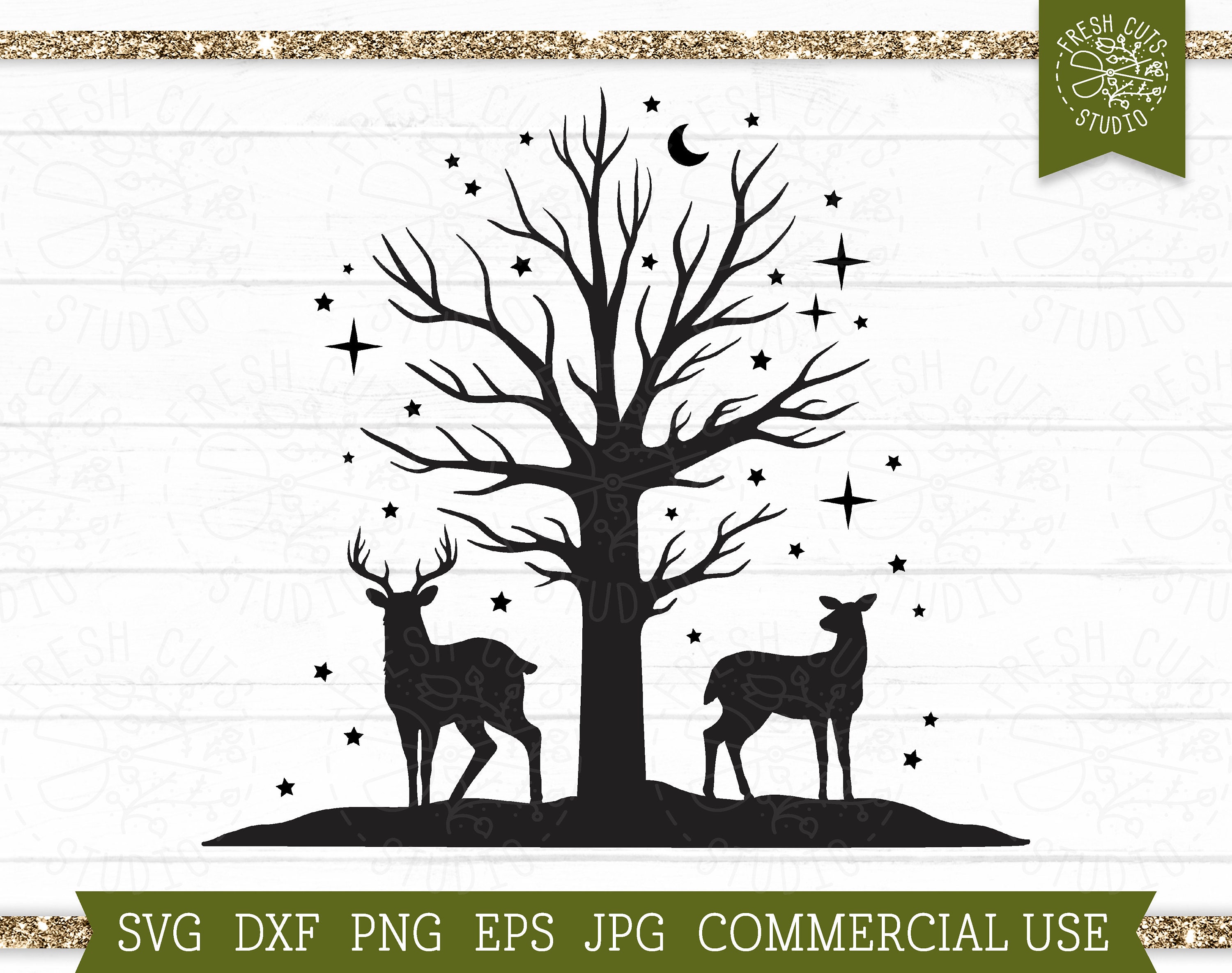 Deer SVG Tree Cut File for Cricut Deer Silhouette Doe Buck - Etsy Canada