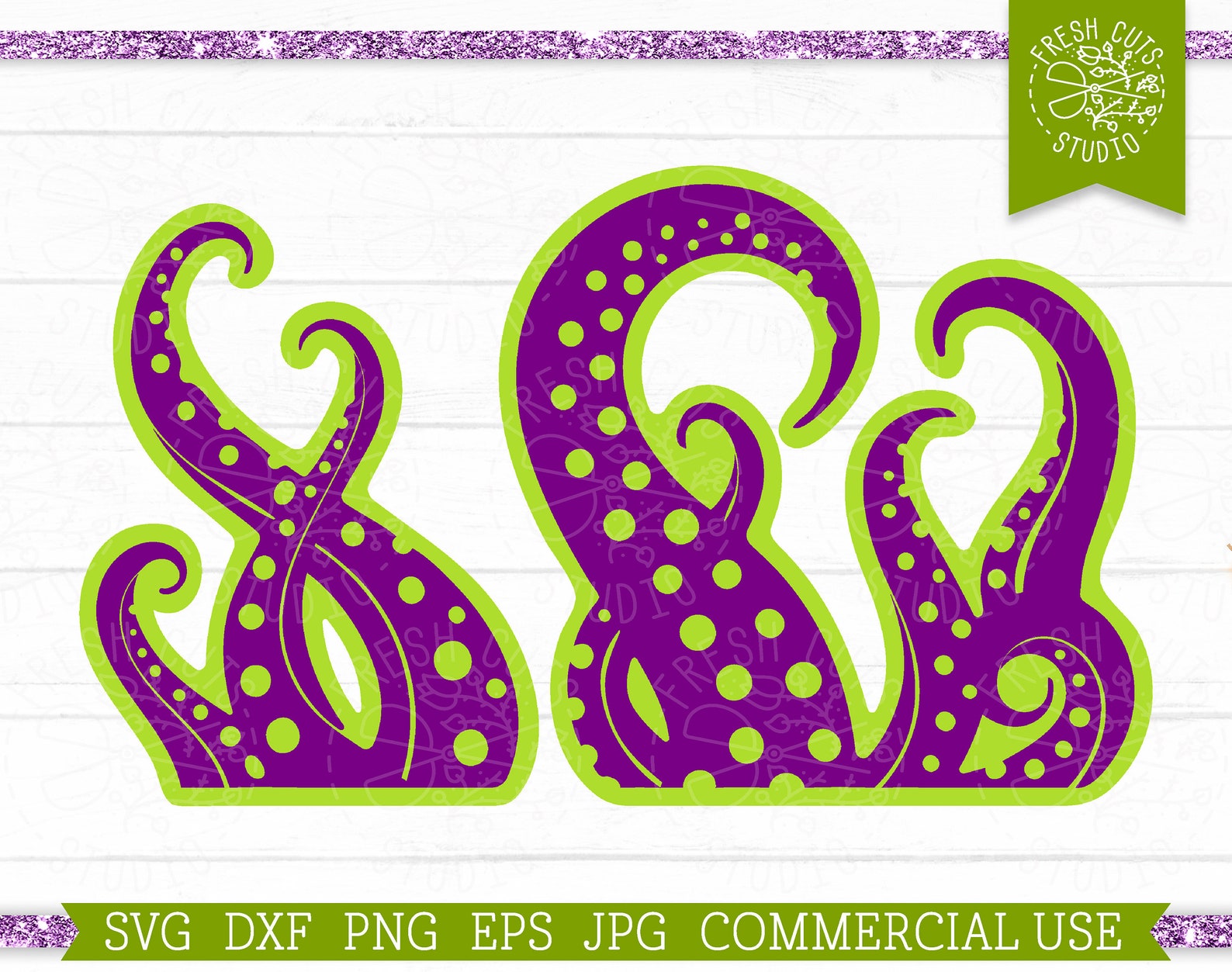 Tentacle SVG Silhouette, Layered Tentacles Cut File for Cricut, Octopus ...