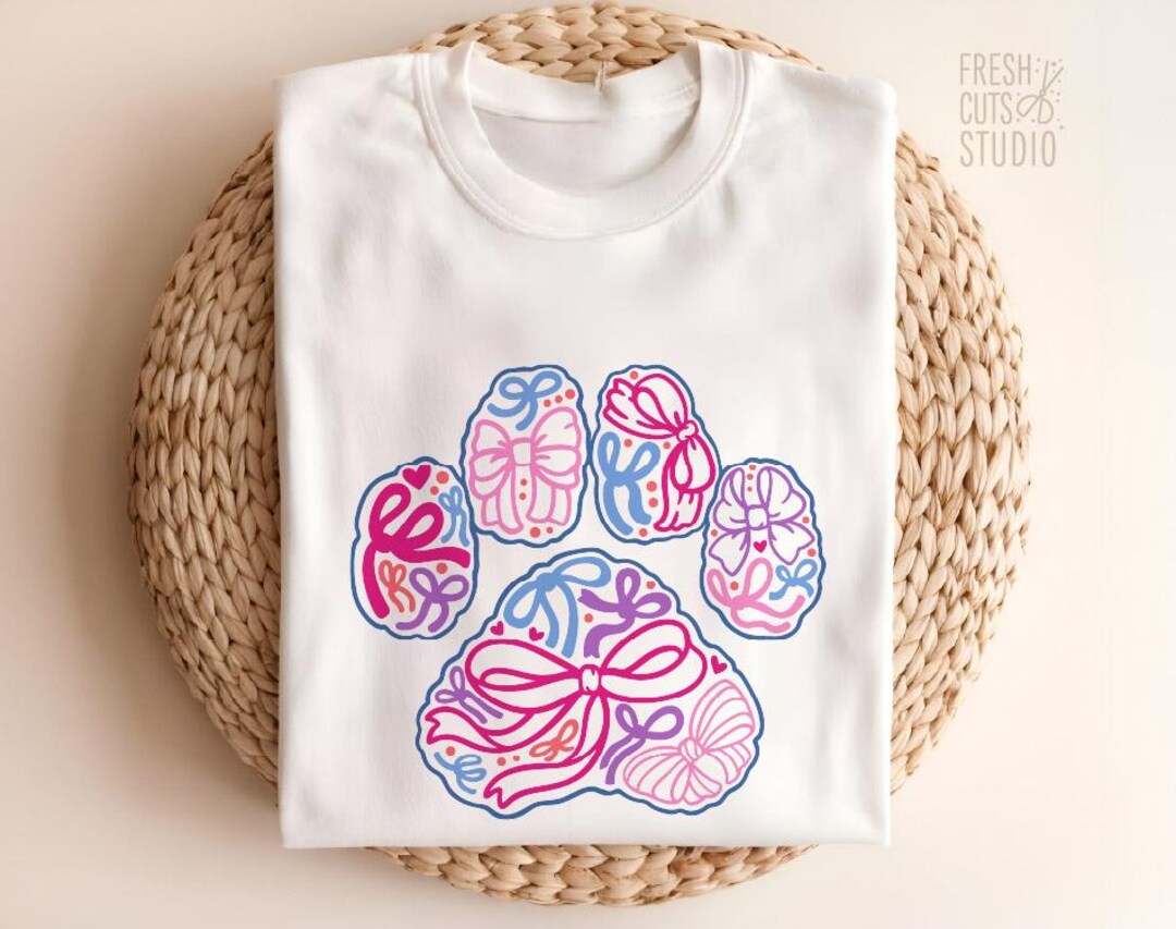 Pretty Dog Paw Print Svg Cut File for Dog Mom, Coquette Dog PNG ...