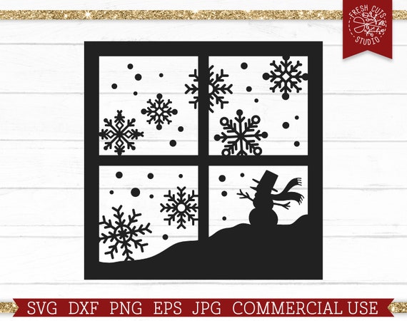 Winter Window Scene SVG Snowman SVG Cut File Window Pane - Etsy India