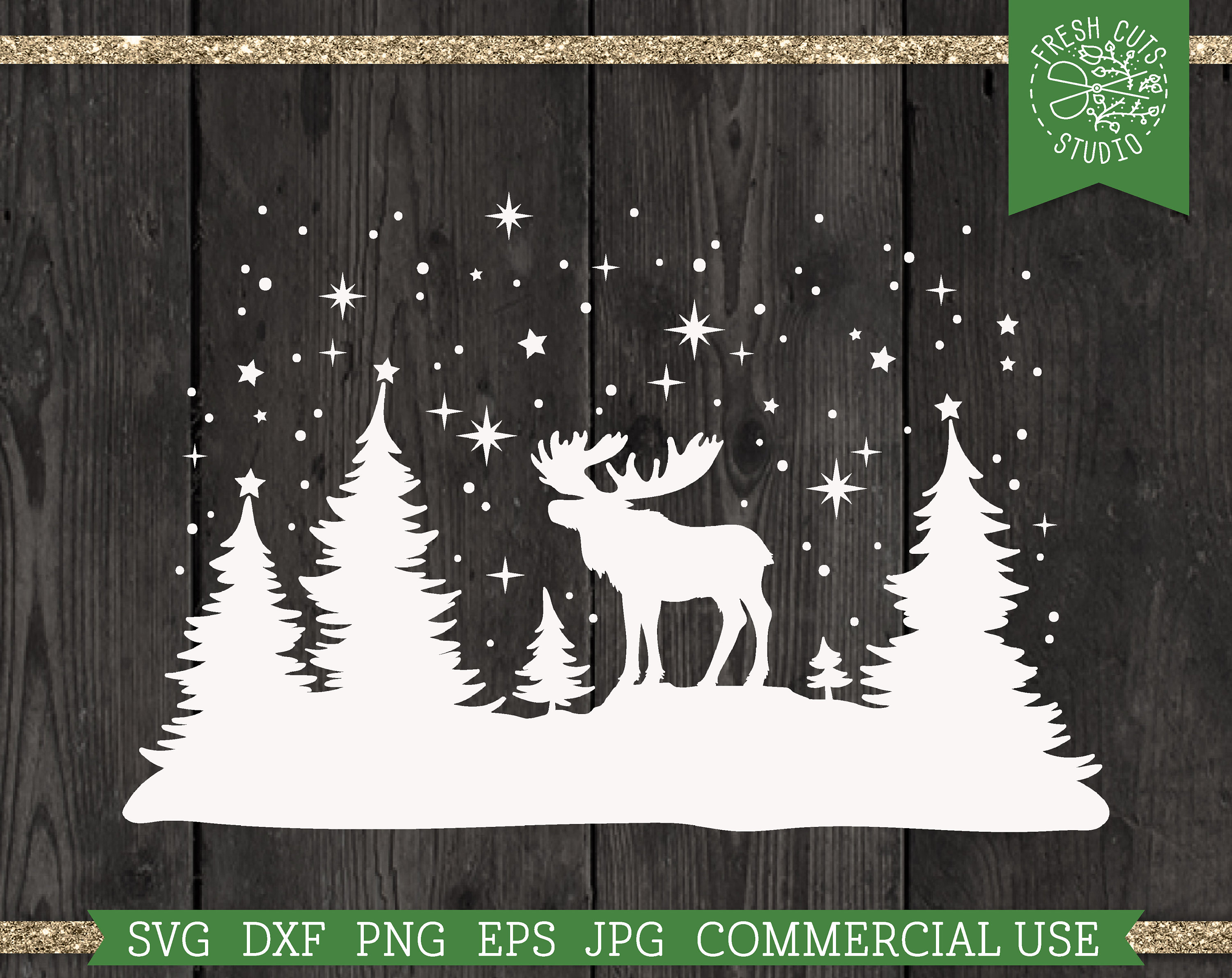 Winter Scene SVG Cut File for Cricut Moose Svg Snowy Woods - Etsy Hong Kong