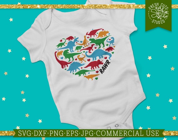 Kids Valentine SVG Dinosaur Heart Cut File T-rex Rawr I | Etsy