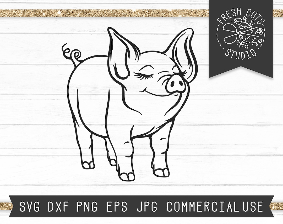 Pig SVG Cut File, Hand Drawn Pig Svg, Piglet Svg, Baby Pig Svg ...
