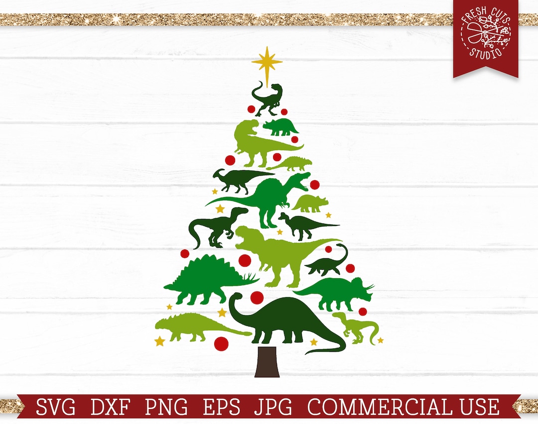 Dinosaur Christmas Tree SVG Kids Holiday Cut File for Cricut ...