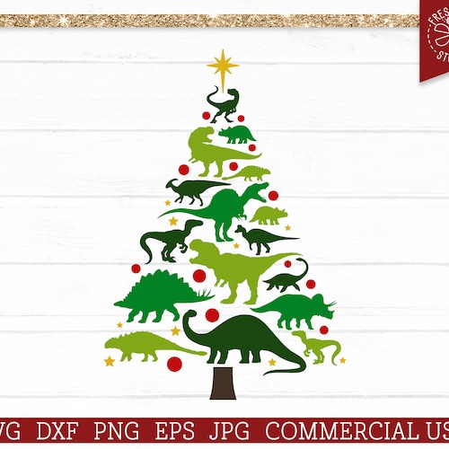 Dinosaur Christmas Tree SVG Kids Holiday Cut File for Cricut - Etsy