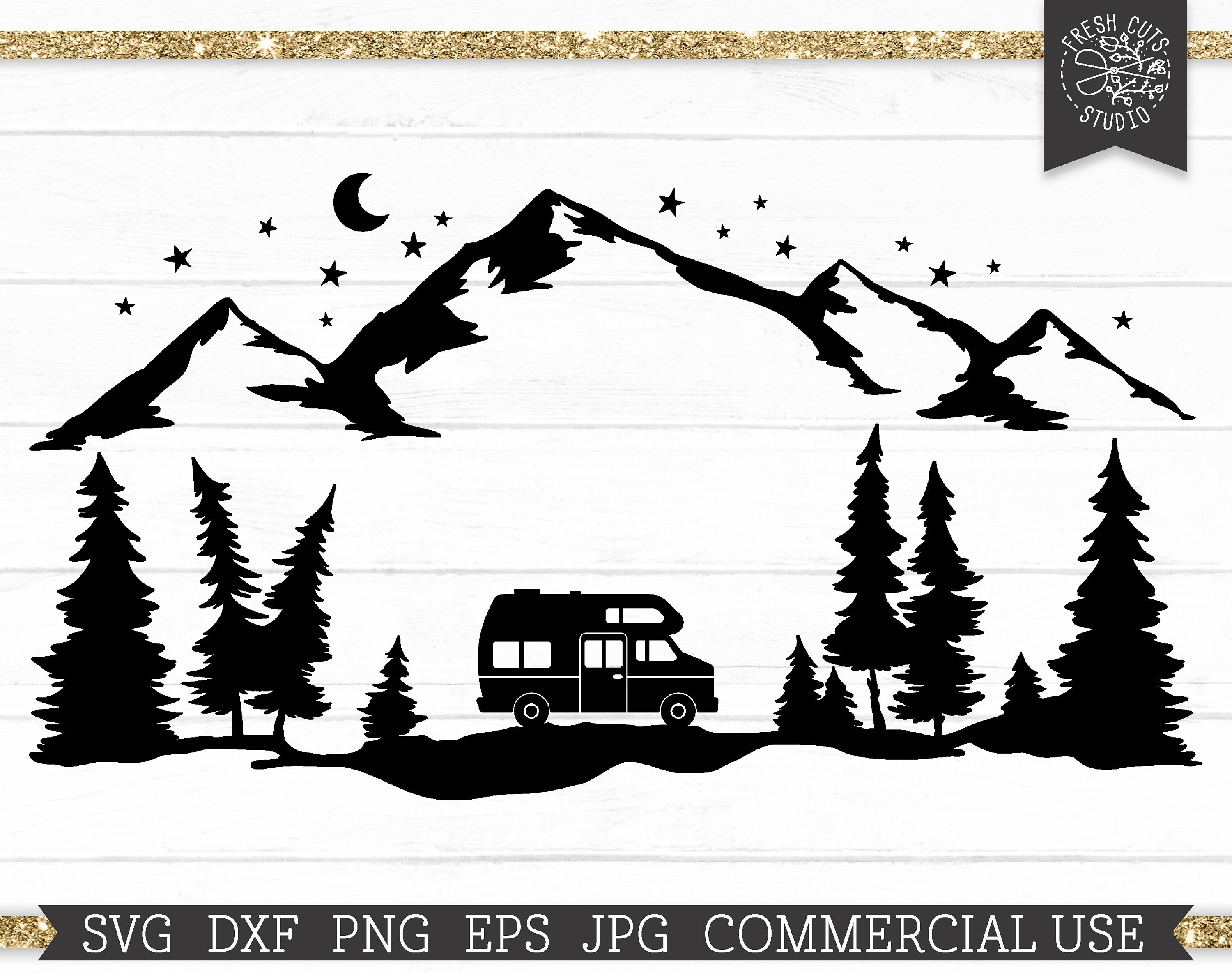 Camping SVG RV Forest Scene Cut File for Cricut Pine Tree - Etsy Canada