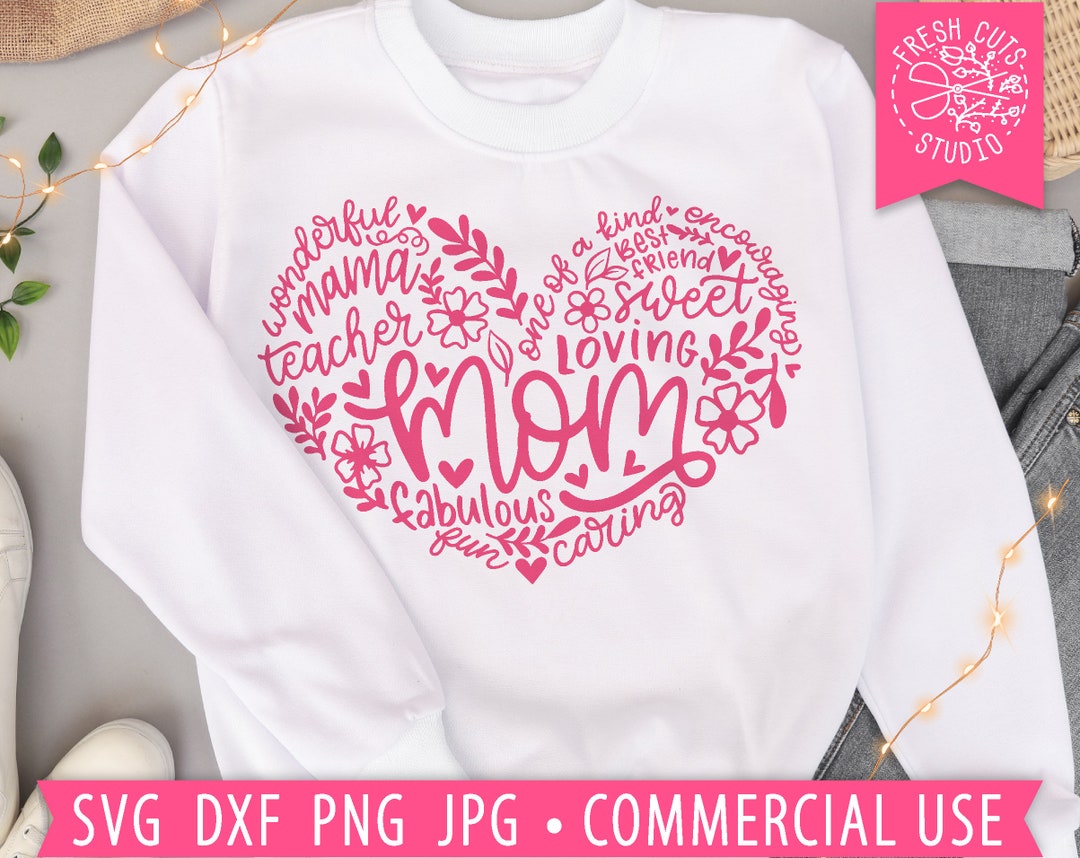 Mom Heart SVG for Mother's Day, Mama Svg Saying, Heart Svg for Cricut ...