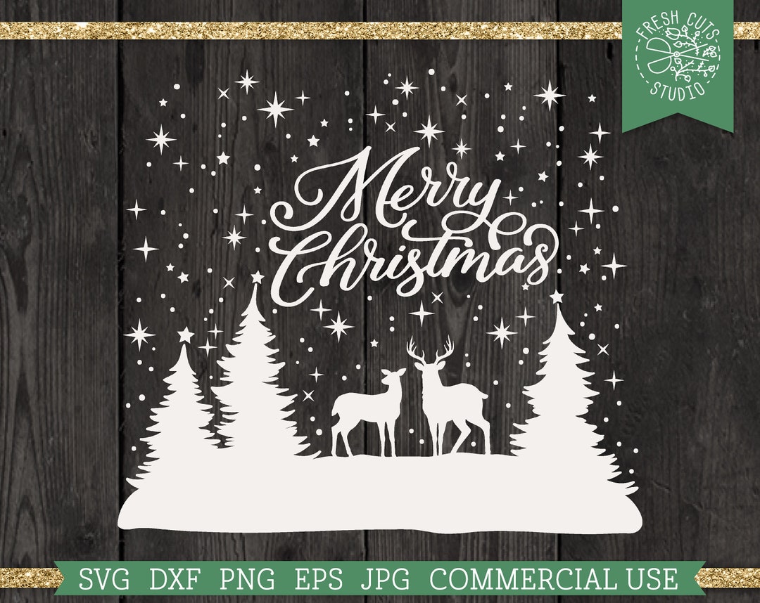 Winter Scene SVG Cut File for Cricut, Deer Svg, Snowy Woods, Snowy ...
