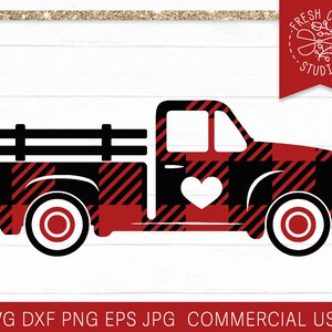 Red Valentine Heart Truck SVG Dxf Eps Jpg Dxf Plaid - Etsy