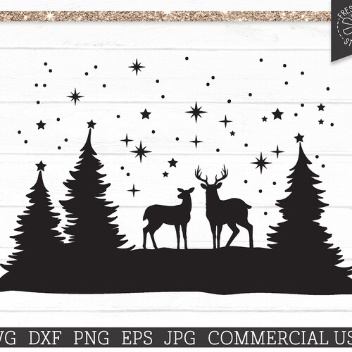 Winter Scene Svg Cut File Christmas Deer Svg for Cricut - Etsy