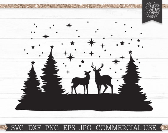 Winter Scene SVG Cut File for Cricut Deer Svg Snowy Woods | Etsy