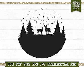 Deer Scene Svg in Circle - Etsy