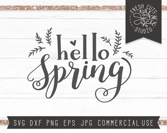 SVG Hello Spring Cutting File Farmhouse Rustic Sign - Etsy