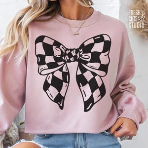 Checkered Bow Svg Cut File for Cricut, Coquette Check Bow, Hand Drawn ...