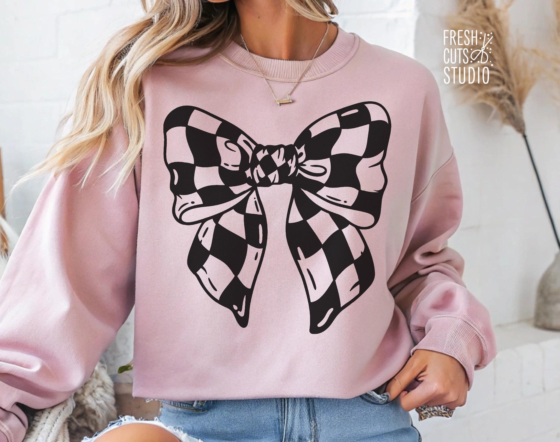 Checkered Bow Svg Cut File for Cricut, Coquette Check Bow, Hand Drawn ...