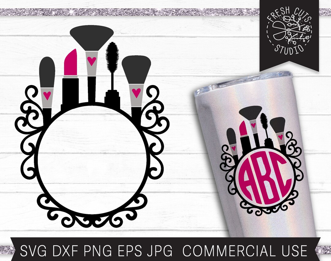 Makeup Monogram Frame SVG Cut File for Cricut Makeup Brushes - Etsy