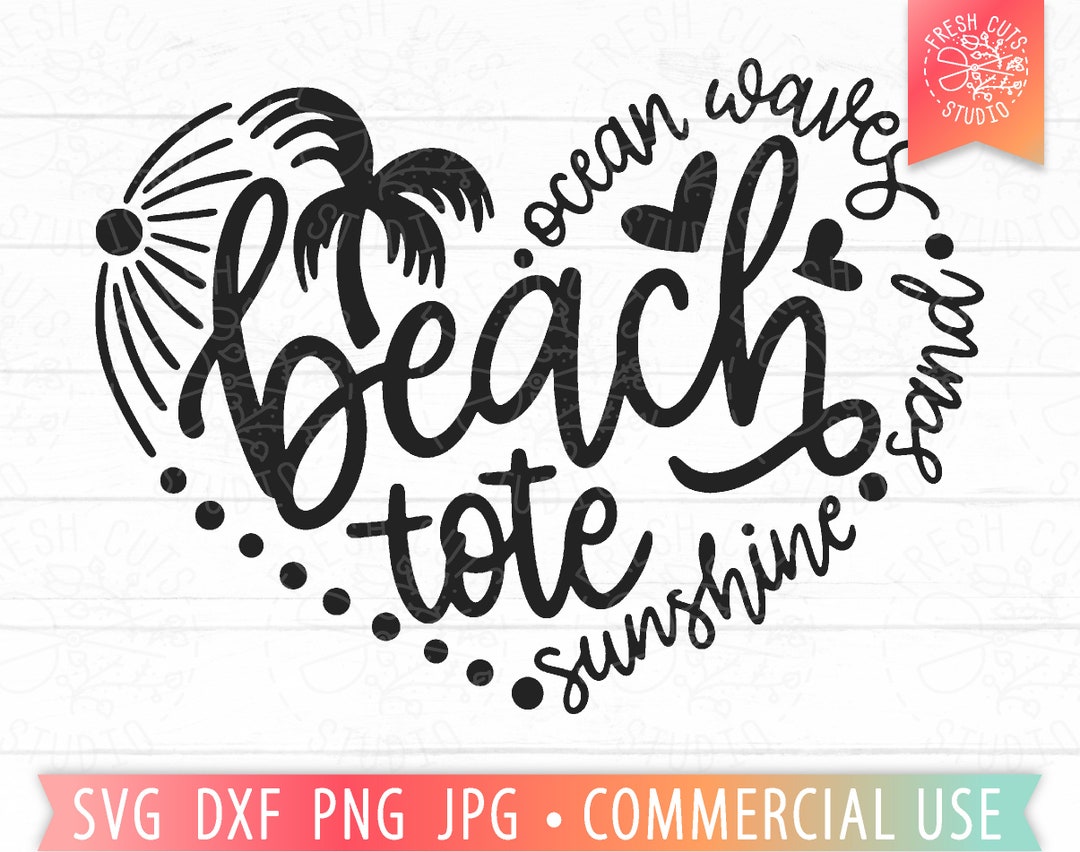 Beach SVG for Tote, Beach Tote Svg, Beach PNG, Ocean Waves, Beachy ...