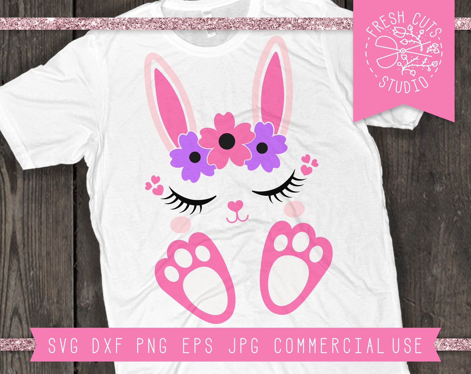 Easter Bunny SVG for Girls Easter SVG File Floral Rabbit SVG - Etsy