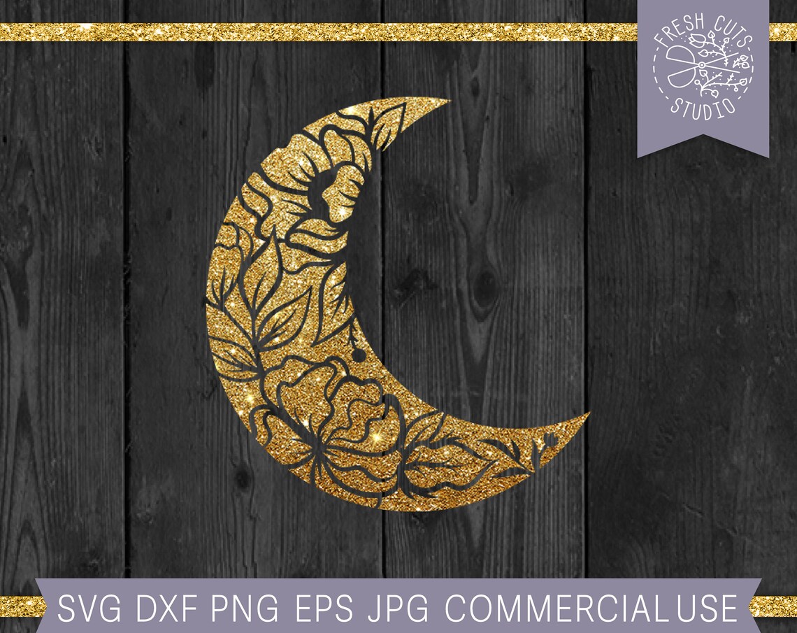 Floral Moon SVG Cut File for Cricut Silhouette Flower Moon - Etsy