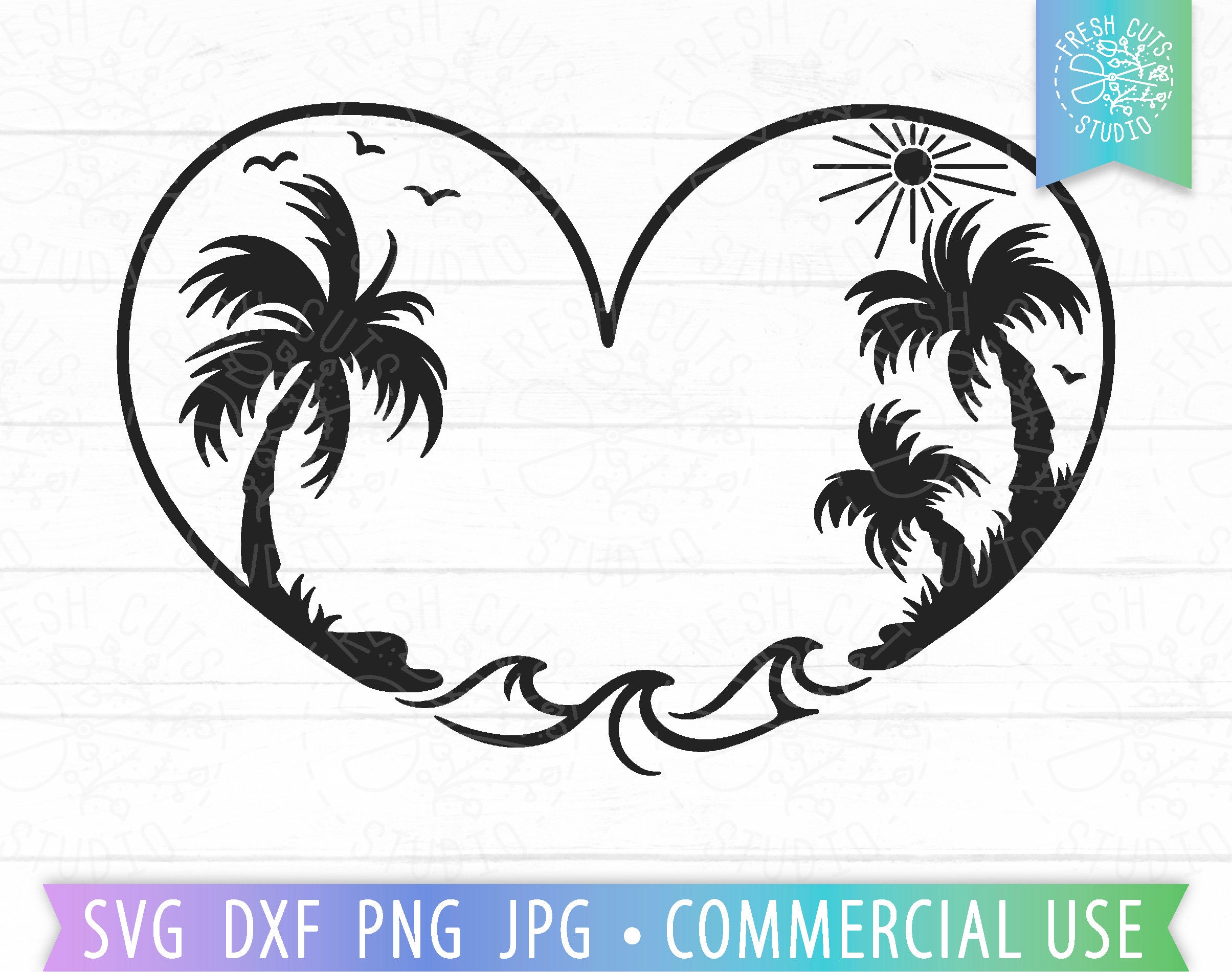 Palm Tree Heart SVG Frame, Beach Monogram Frame, Beach Heart Svg, Ocean ...