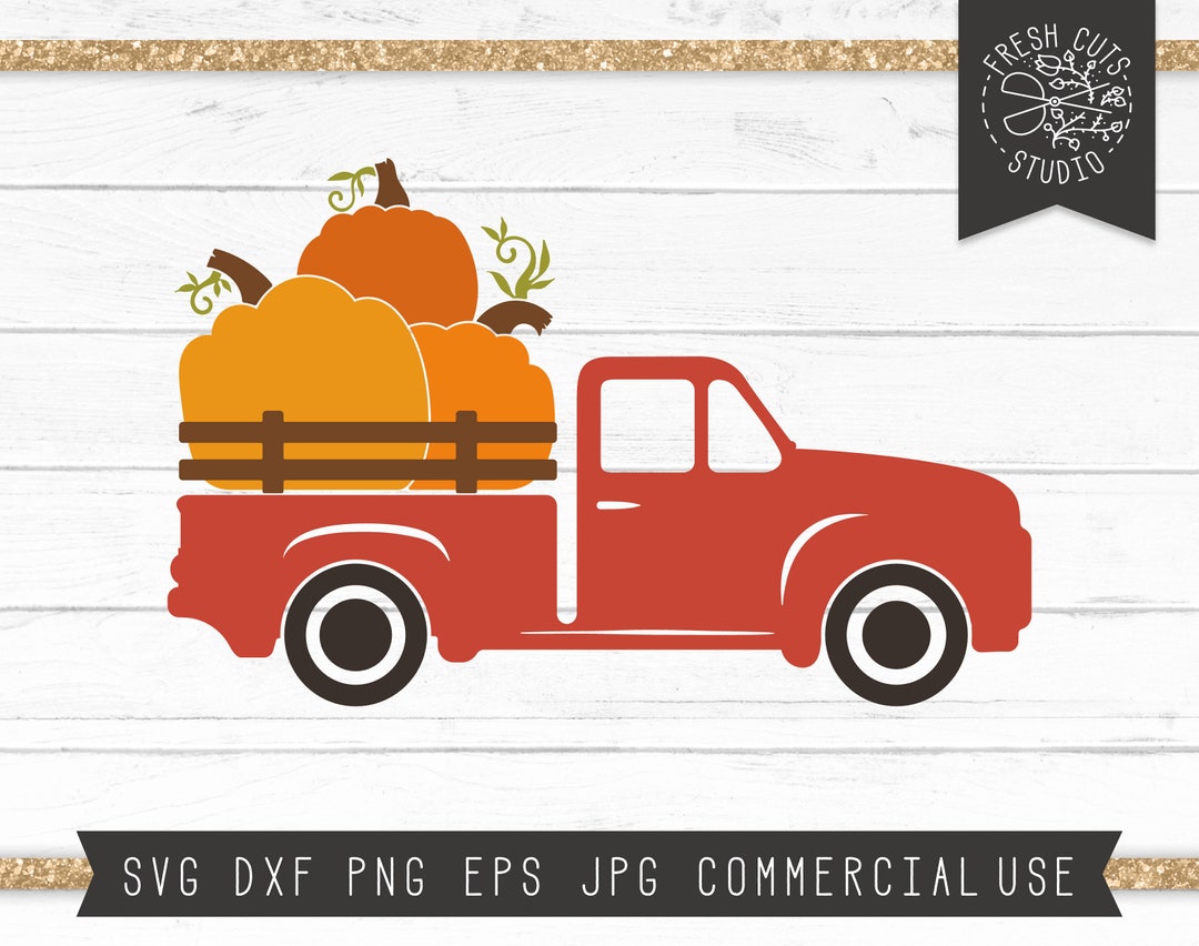 Fall Farm Truck Svg Cut File for Cricut, Pumpkin Truck Clip Art Design ...