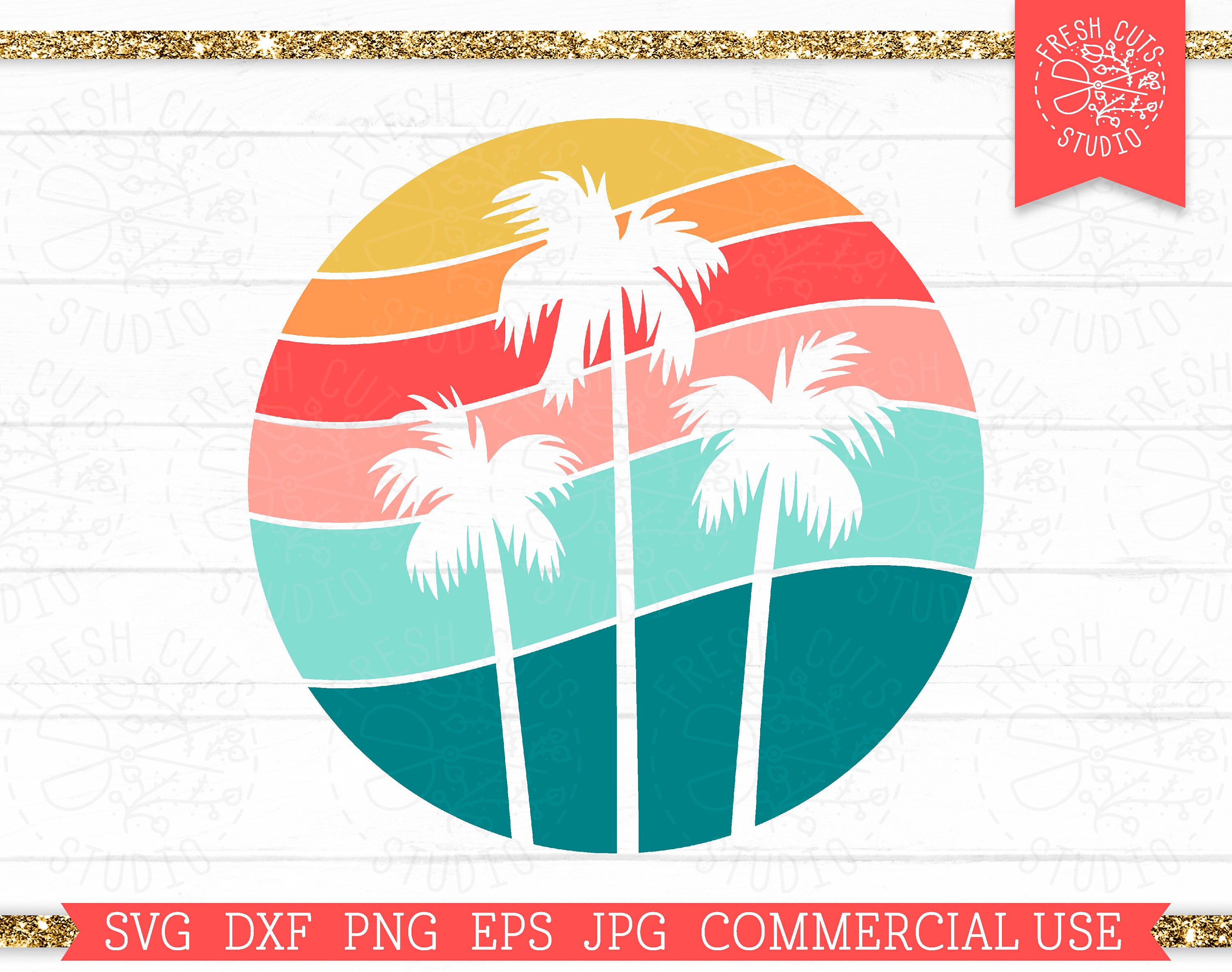 Palm Tree Retro Circle Cut File for Cricut and Silhouette - Etsy