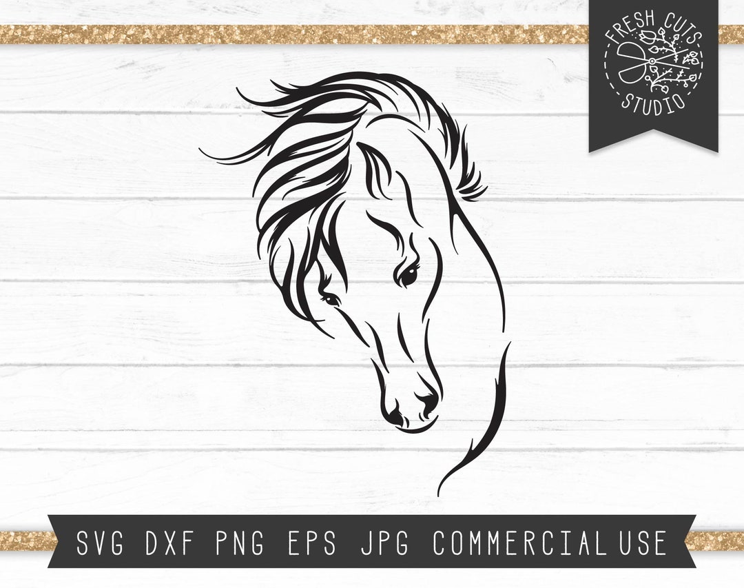 Horse Head Svg, Elegant Horse Svg Cut File, Instant Download, Stallion ...