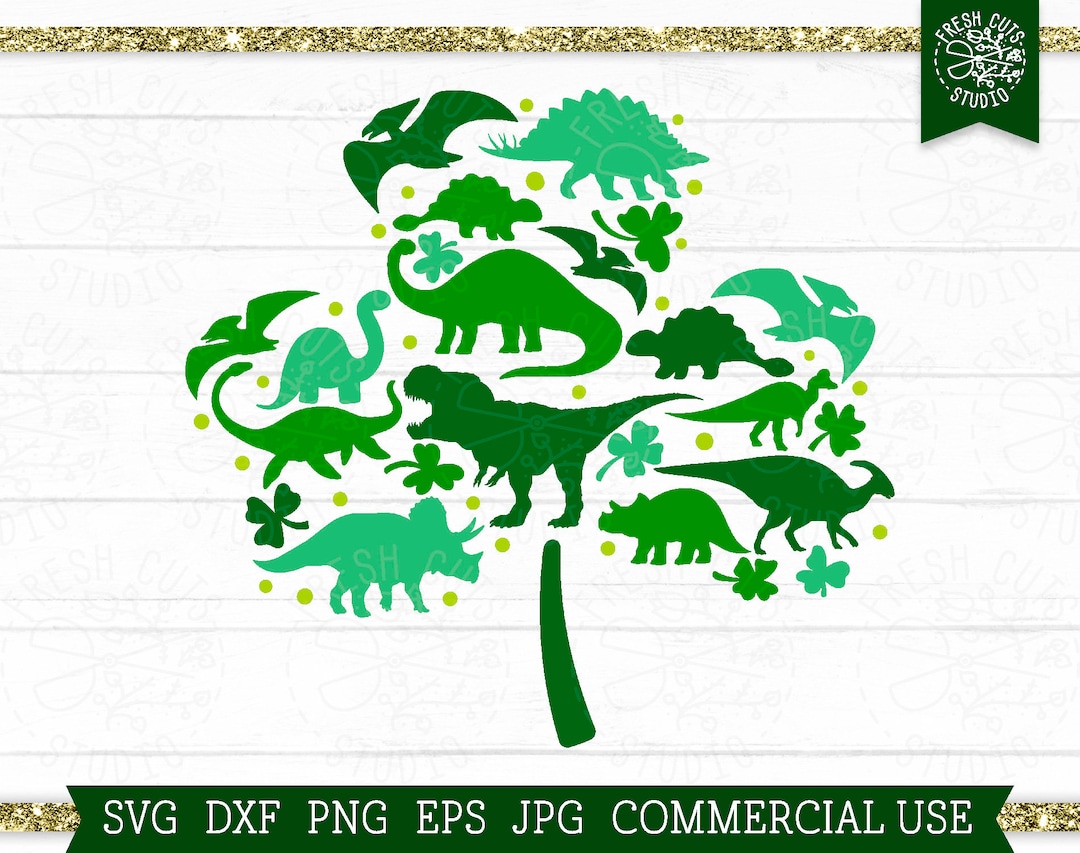 St Patricks Day SVG Dinosaur Cut File for Cricut, Silhouette, Lucky ...
