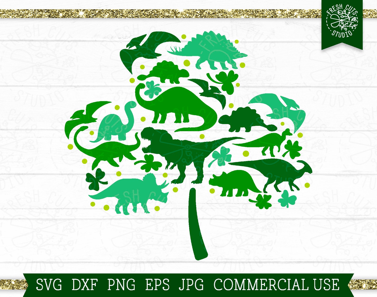 St Patricks Day SVG Dinosaur Cut File for Cricut, Silhouette, Lucky ...