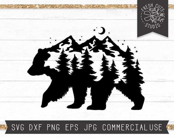 Bear SVG Mountains SVG Bear Mountains Bear Trees Svg Bear Clipart Svg ...