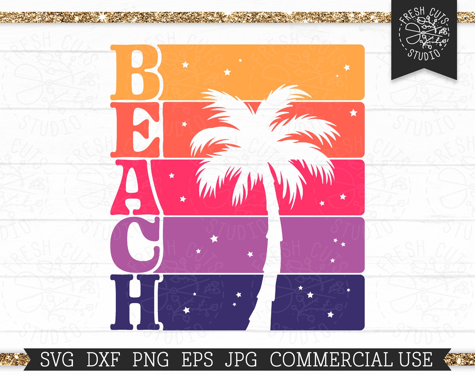 Beach SVG Sunset Palm Tree Cut File for Cricut Silhouette - Etsy