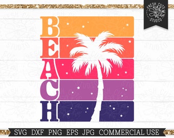 Beach SVG Sunset Palm Tree Cut File for Cricut Silhouette - Etsy