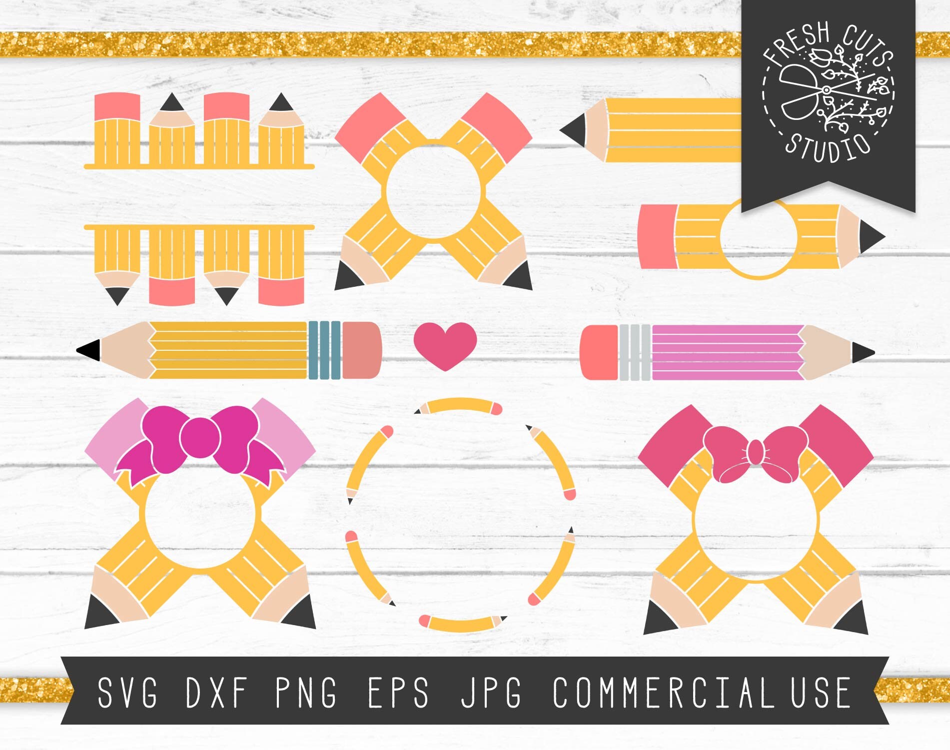 Pencil SVG Pencil Monogram Svg Split Frame Pencil Wreath | Etsy