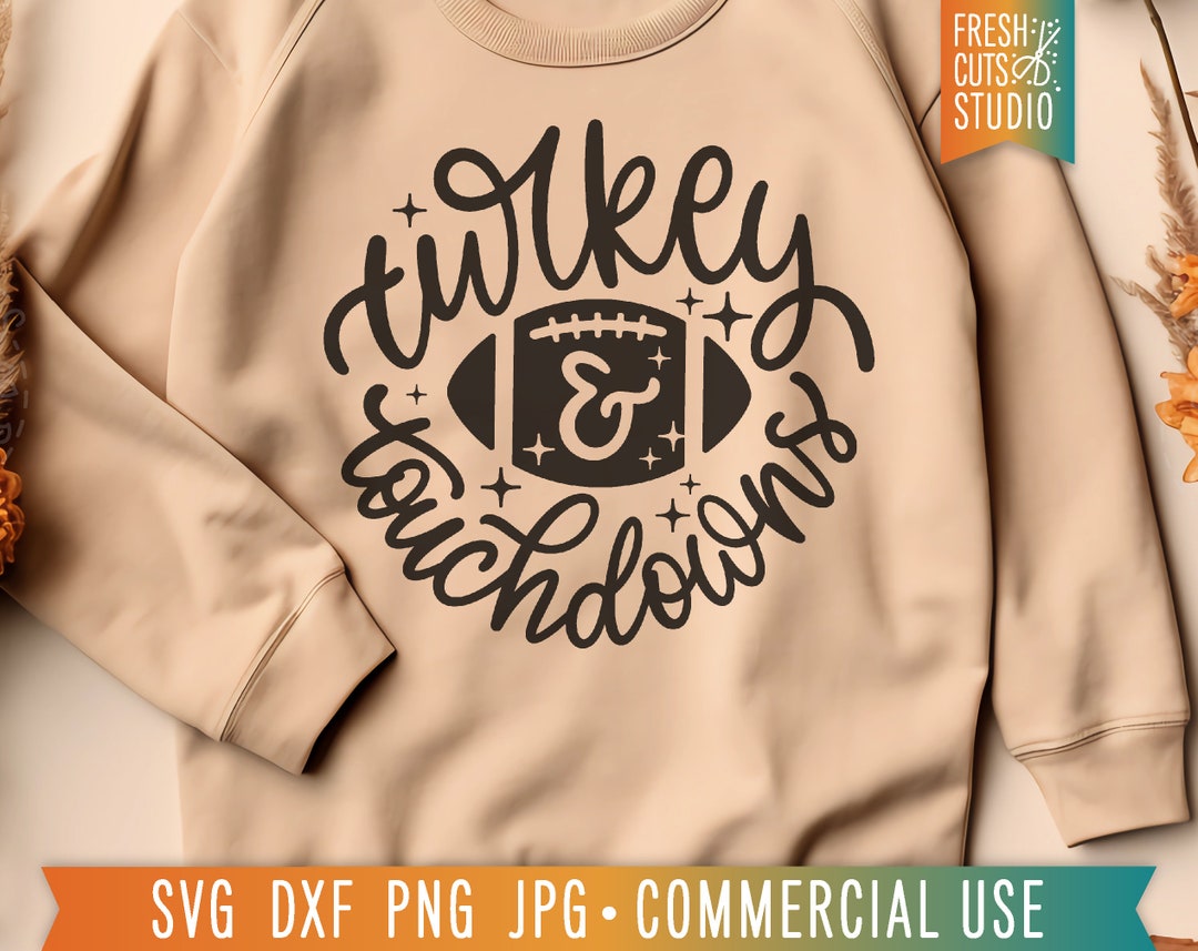 Turkey & Touchdowns SVG, Retro Football Svg, Thanksgiving Svg Png ...