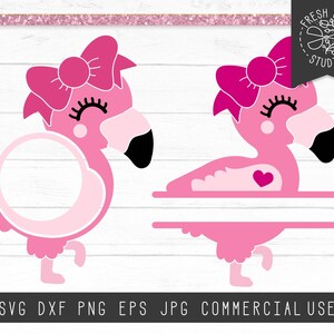 Flamingo Monogram Frame SVG Cut Files for Cricut, Flamingo Svg Design, Flamingo Split Frame ...