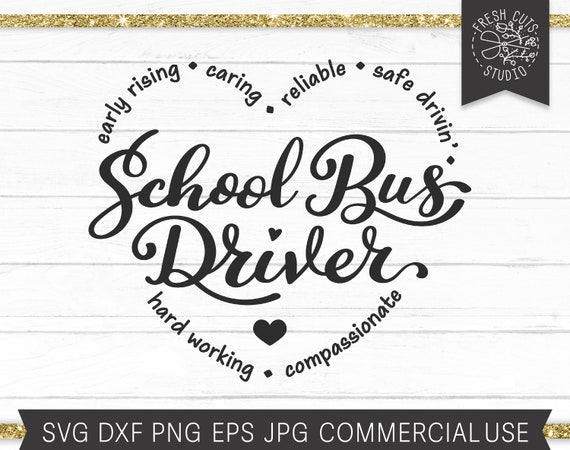 Papercraft Craft Supplies & Tools School bus driver are all heart Svg ...