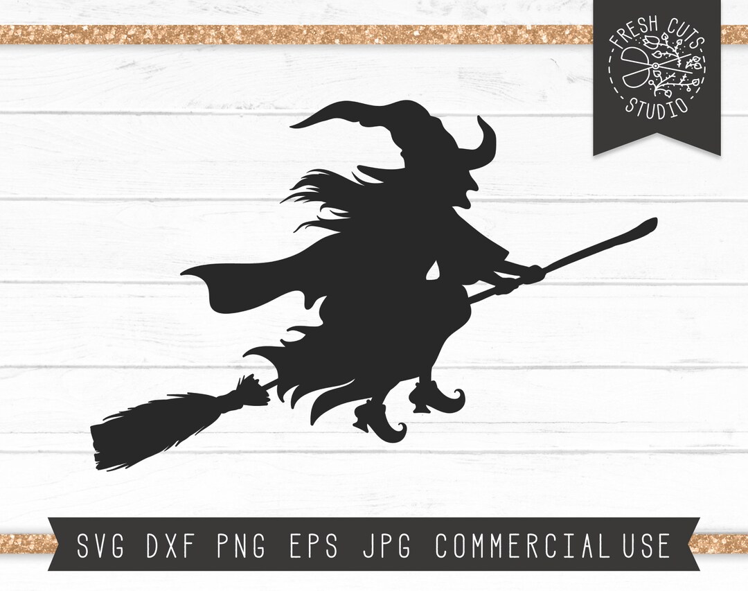 Flying Witch SVG Cut File for Cricut, Witch on Broom Svg, Flying Witch ...