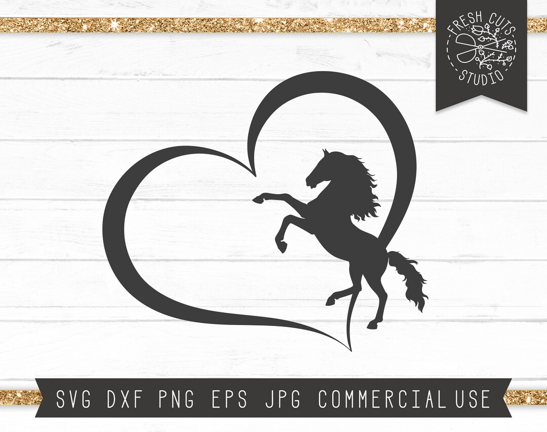 Horse Heart SVG Instant Download, Horse Svg File, Horse With Heart ...