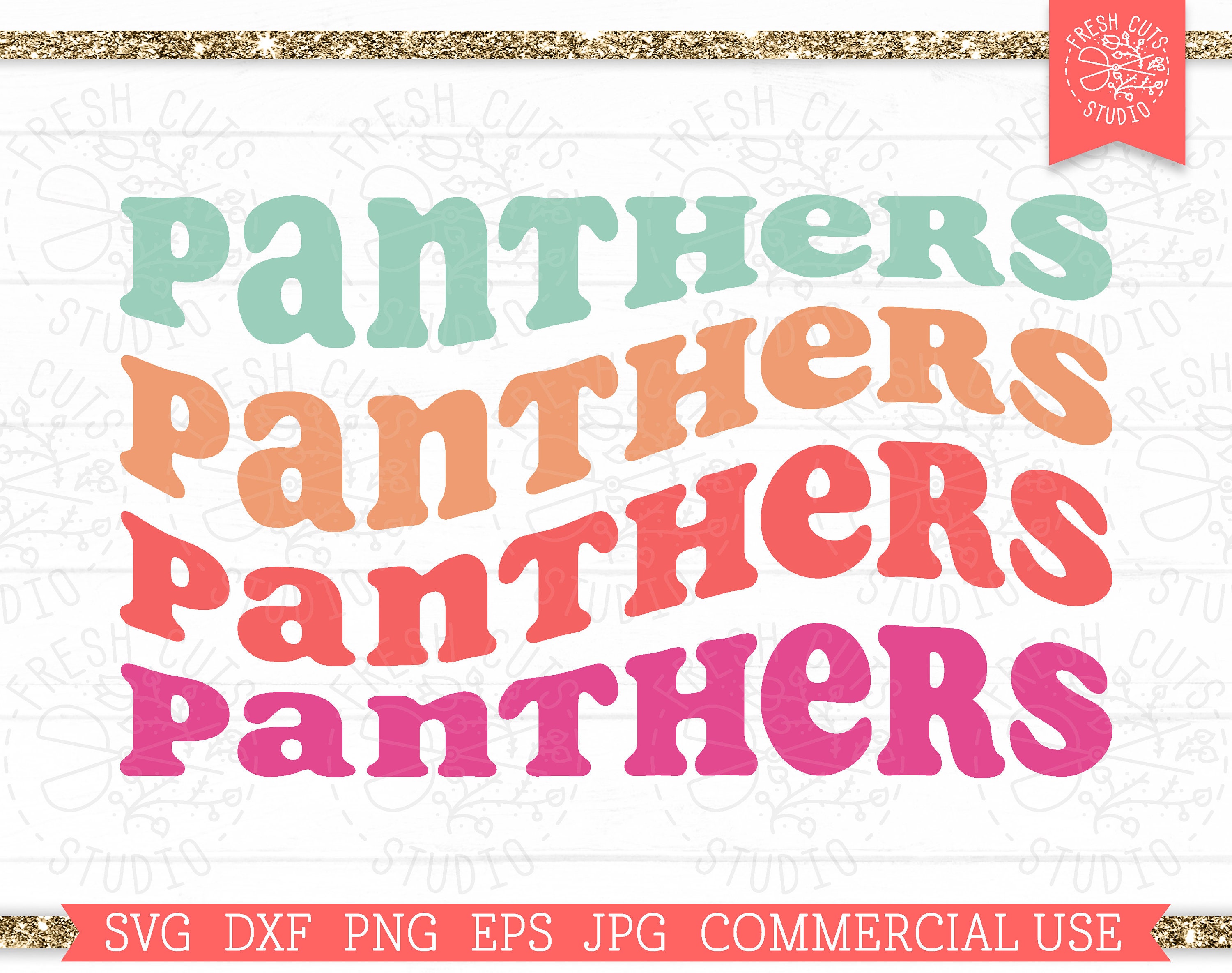 Panthers SVG Cut File for Cricut, Retro Wavy, Sport Mascot SVG Cuttable ...