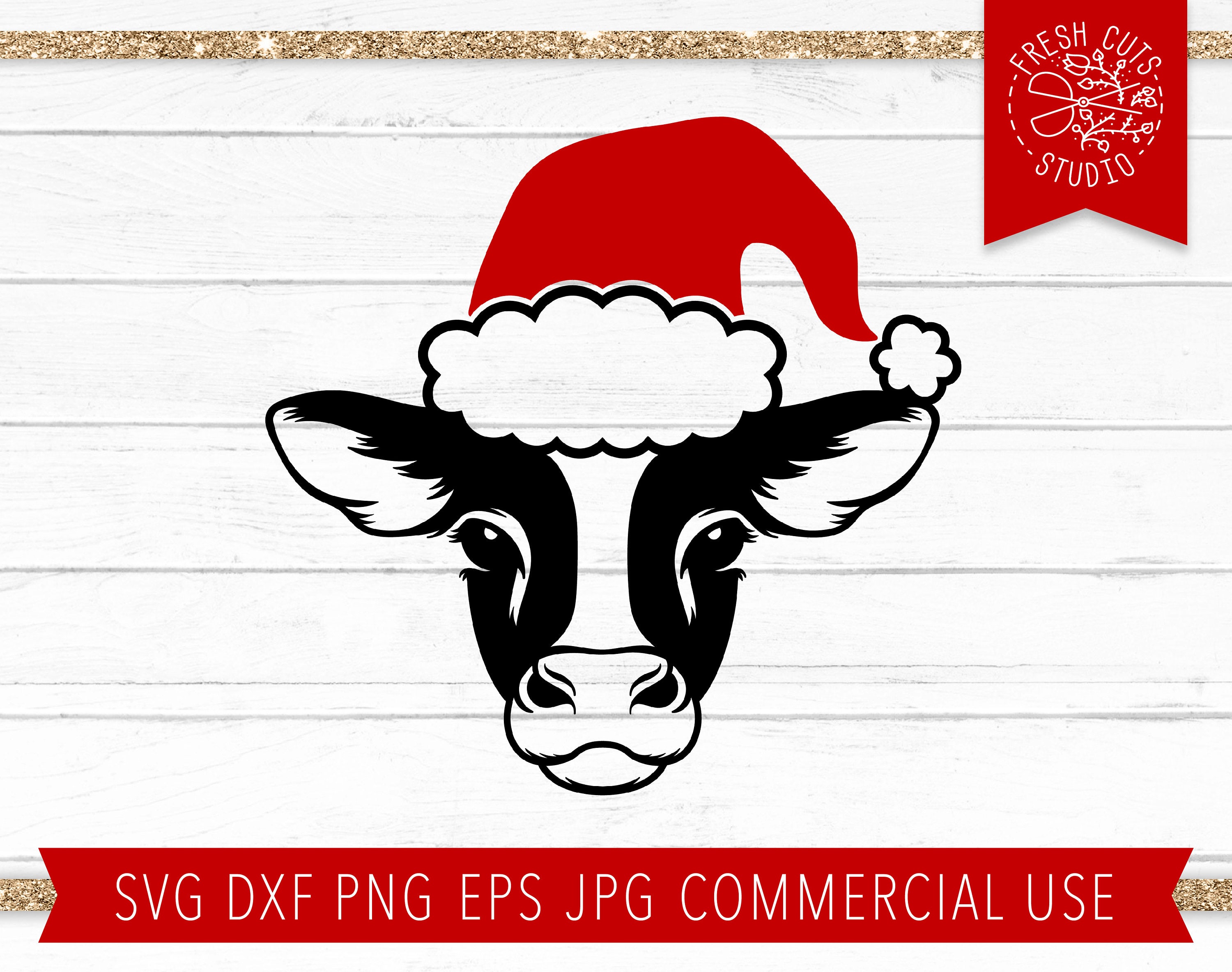 Christmas Cow SVG Cut File for Cricut Cow Face Svg Cow With | Etsy