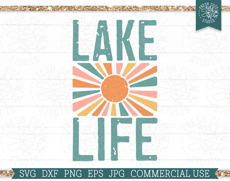 Lake SVG Cut File Retro Lake Life Design Sunshine Lake - Etsy