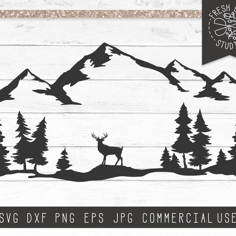 Mountains With Trees Svg - Etsy