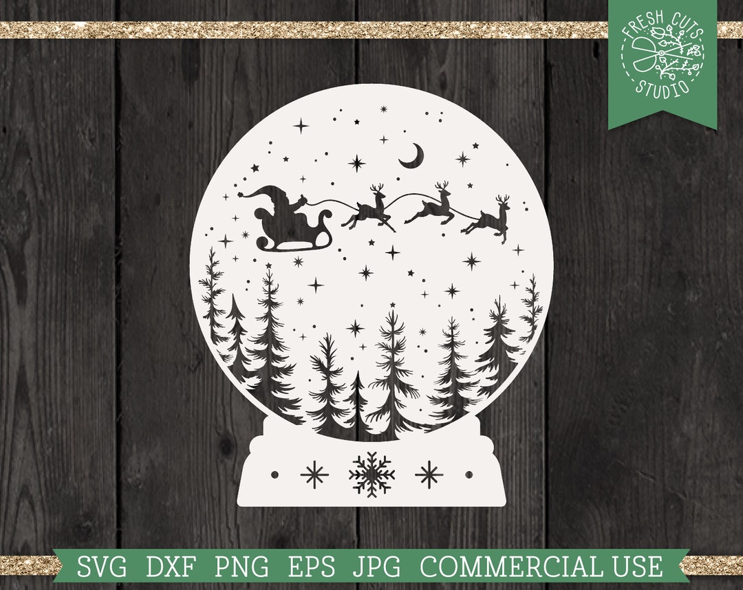 Winter Scene With Santa SVG, Santa's Sleigh, Flying Reindeer, Christmas ...