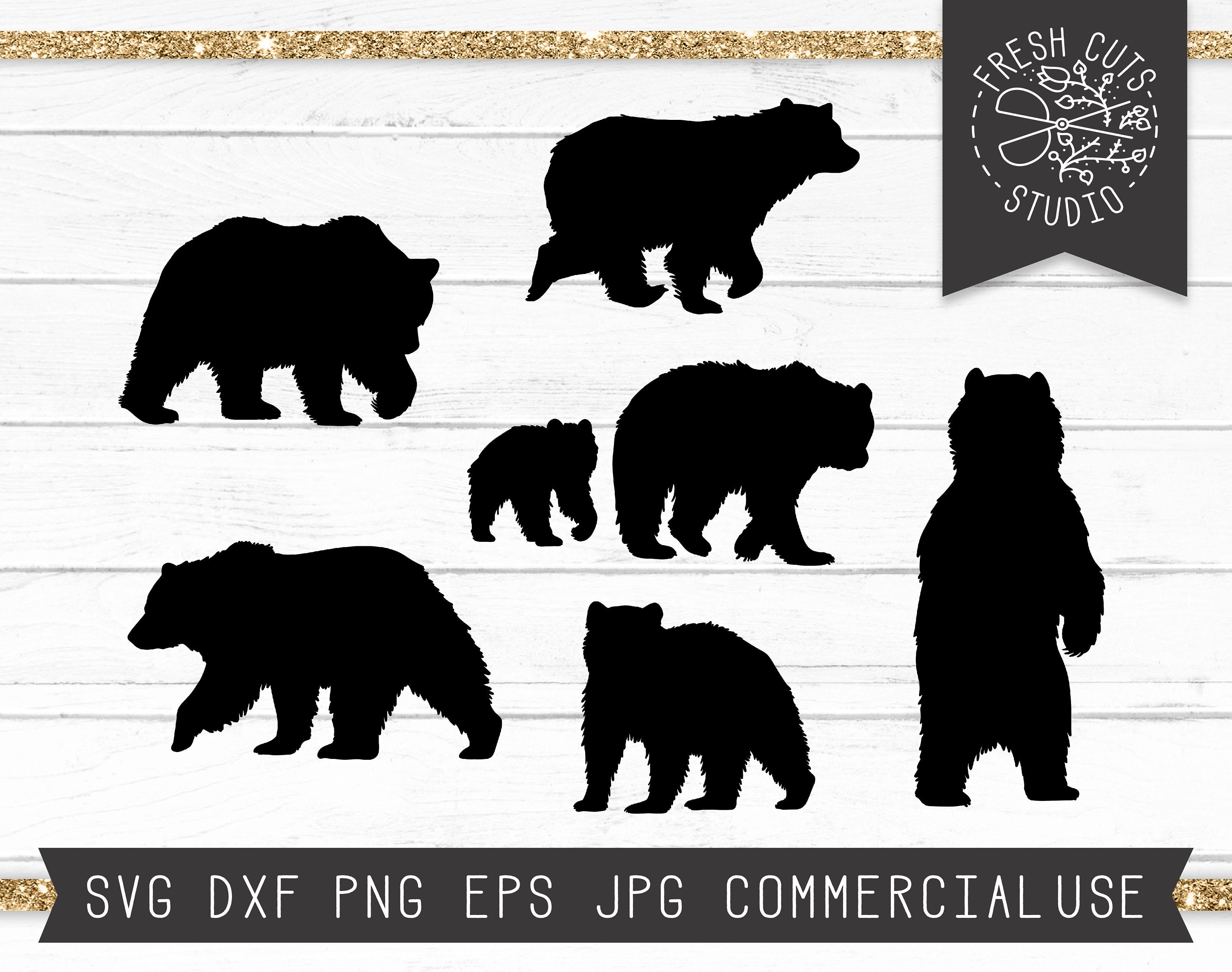 Grizzly Bear SVG Cut Files for Cricut, Bear Silhouette SVG, Mama Bear ...