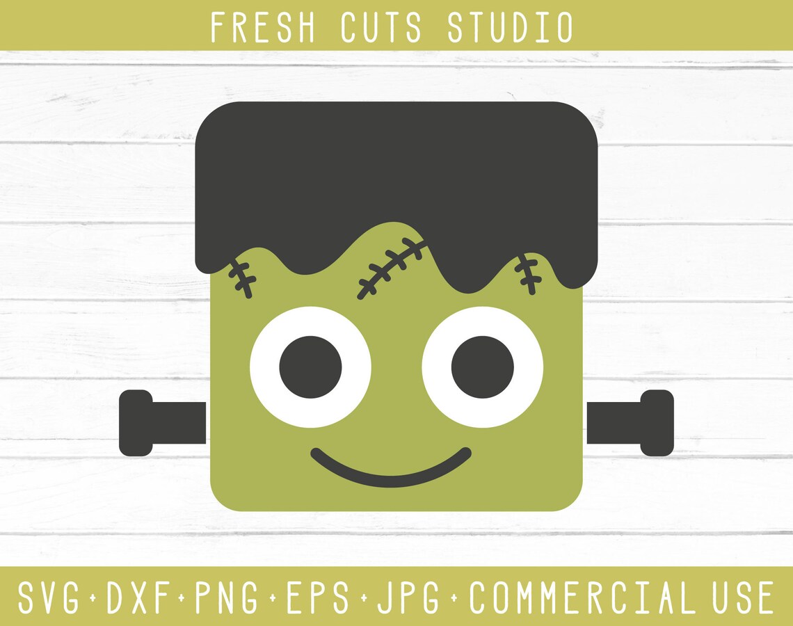 Frankenstein Halloween Monster Face SVG Instant Download | Etsy