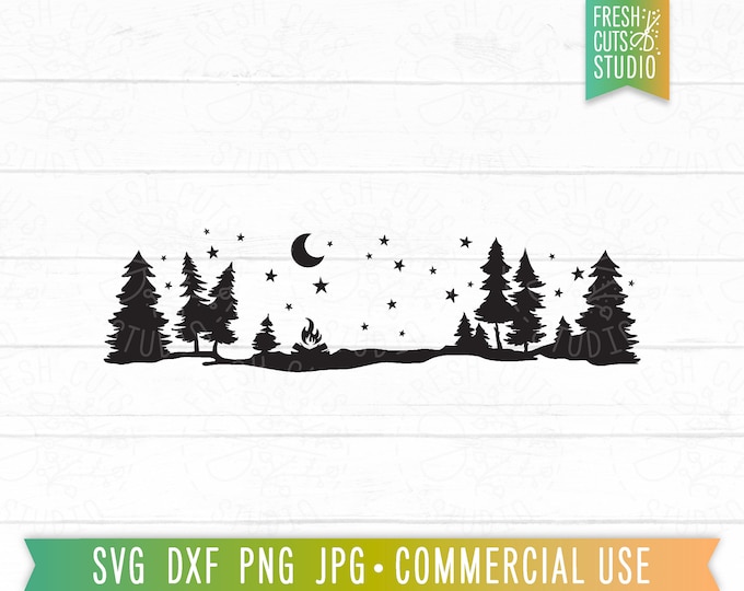 Camping SVG File, Campfire Svg, Forest and Deer Svg, Camp Digital ...